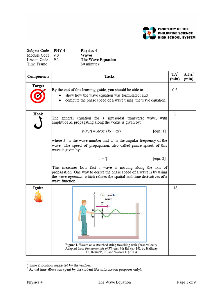 SLG Phy4 9.1 The Wave Equation | PDF | Waves | Wave Equation