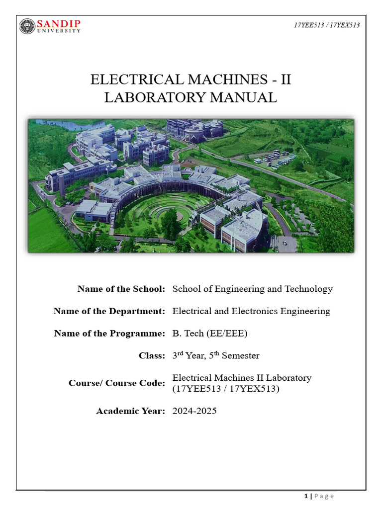 Electrical Machines II Lab MAnual | PDF | Electric Motor | Power Inverter
