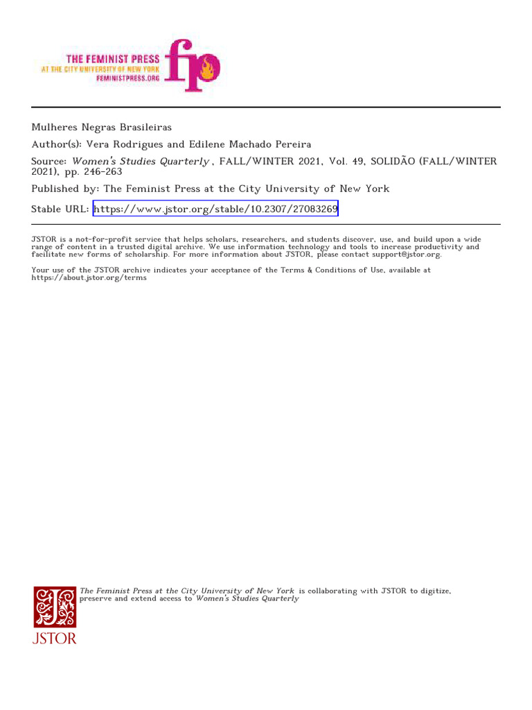Rodrigues MulheresNegrasBrasileiras 2021 | PDF | Racismo ...