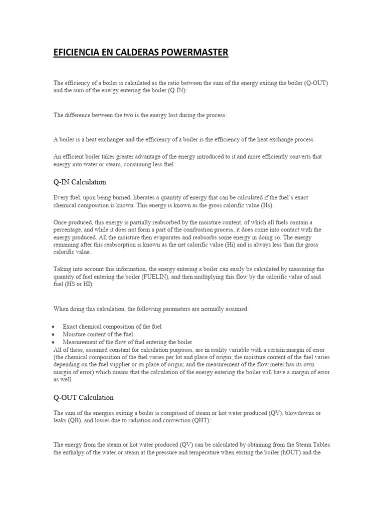 Eficiencia en Calderas Powermaster | PDF | Boiler | Continuum Mechanics