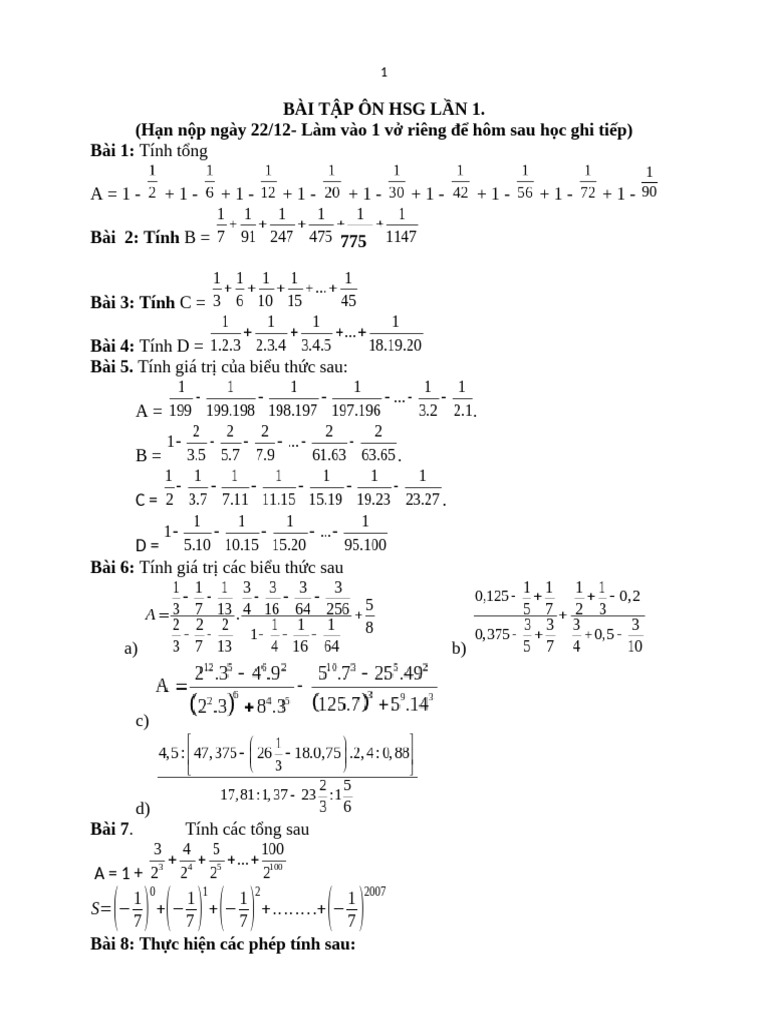 BÀI TẬP ÔN HSG 1 | PDF