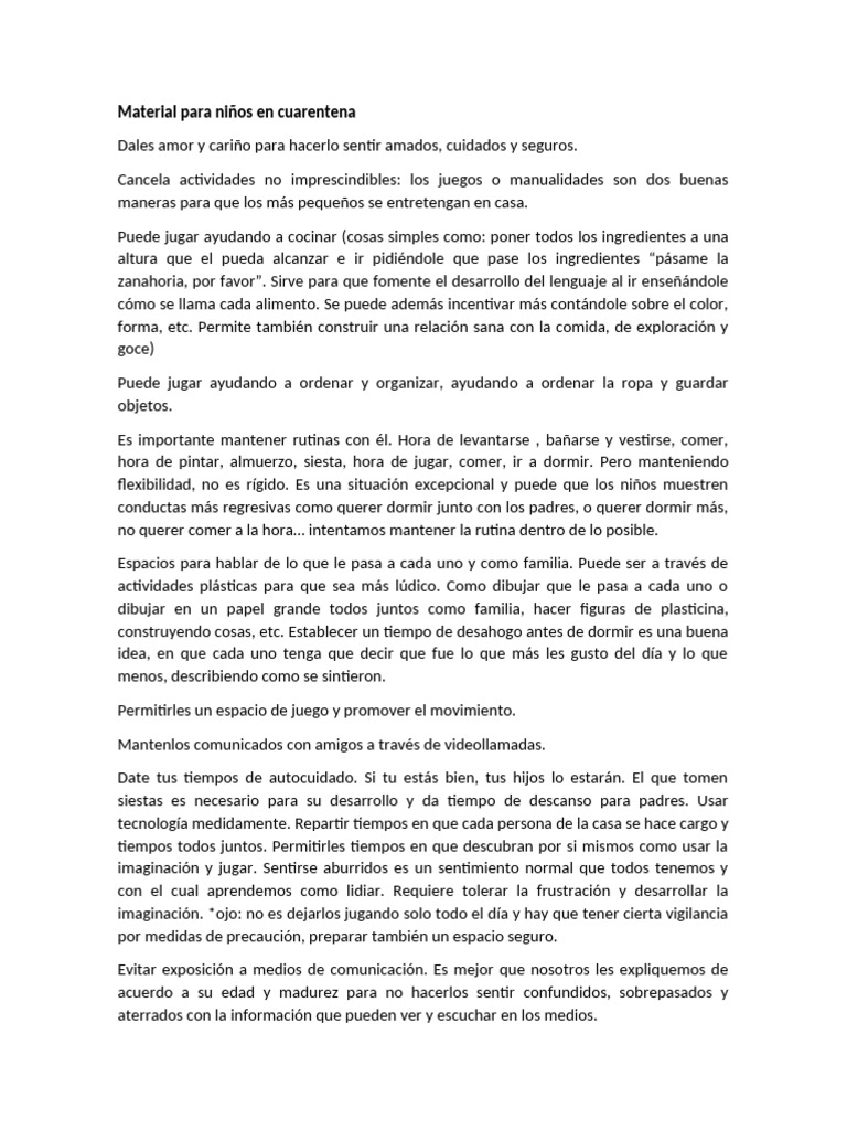 Material Niños Cuarentena | PDF