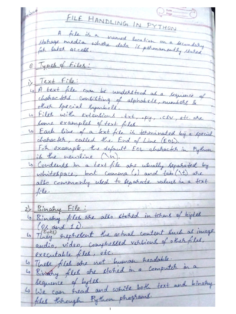 File Handling Complete Notes | PDF File Handling Complete Notes | PDF