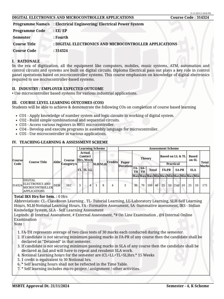 314324-Digital Electronics and Microcontroller Applications | PDF | Logic Gate | Electronic Design