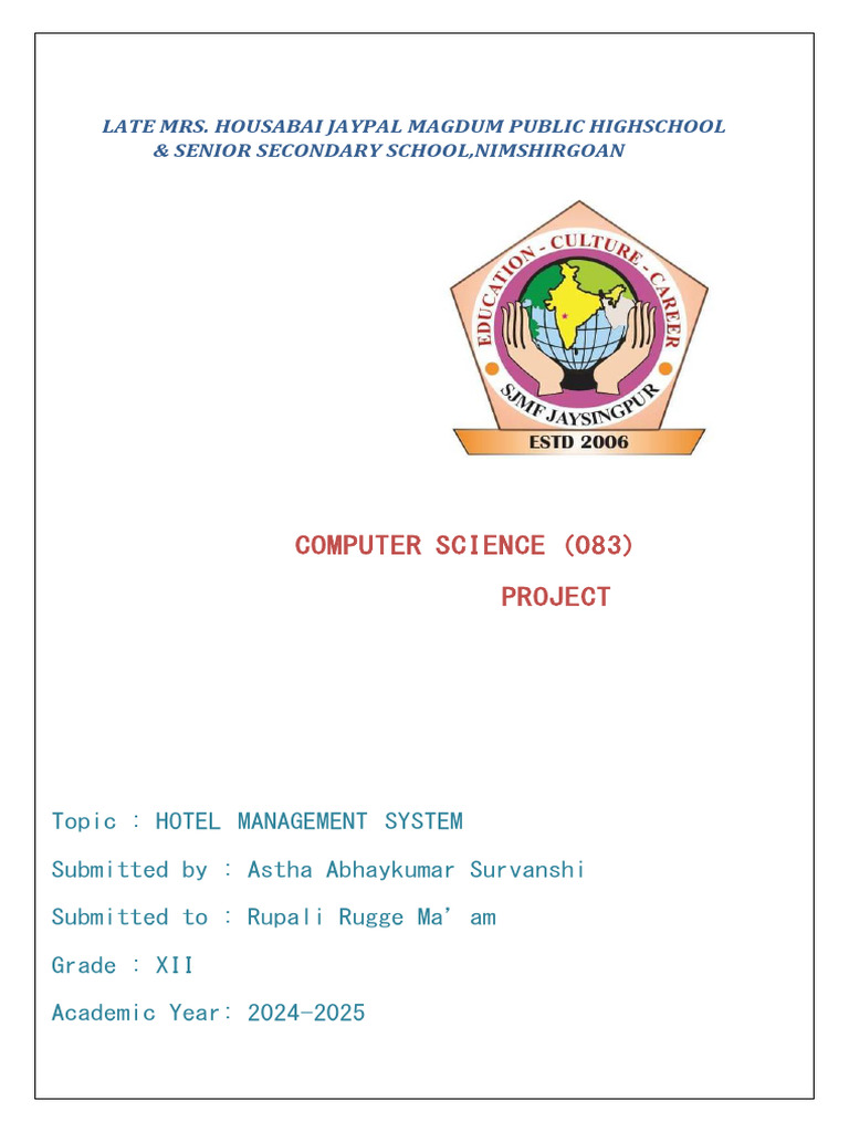Hotel Management Project Finall | PDF | Software | Computing