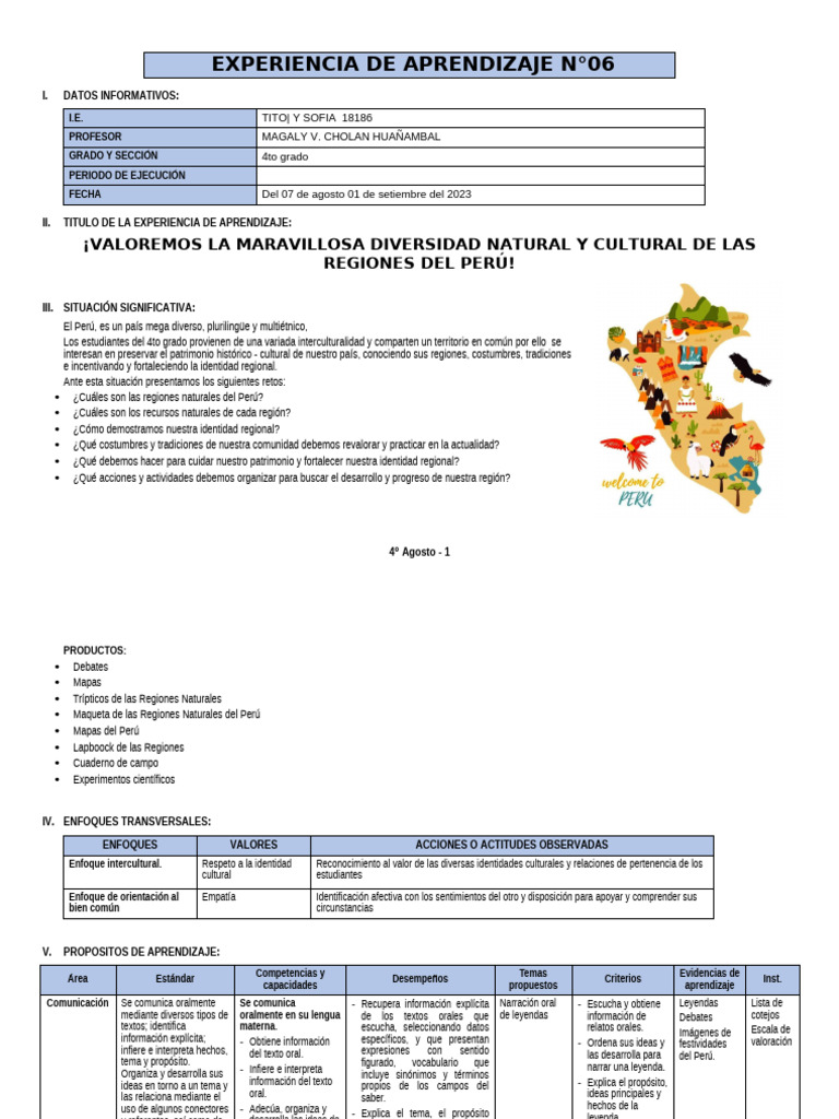 4° Grado - Experiencia de Aprendizaje N°06 | PDF | Geometría | División (Matemáticas)