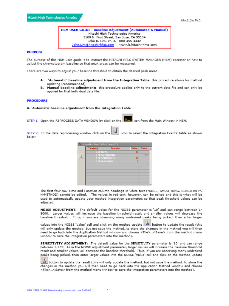 HSM User Guide Baseline Adjustment | PDF | Menu (Computing) | Cursor ...