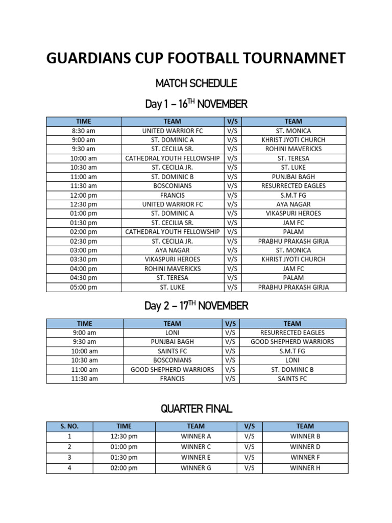 Match Schedule | PDF