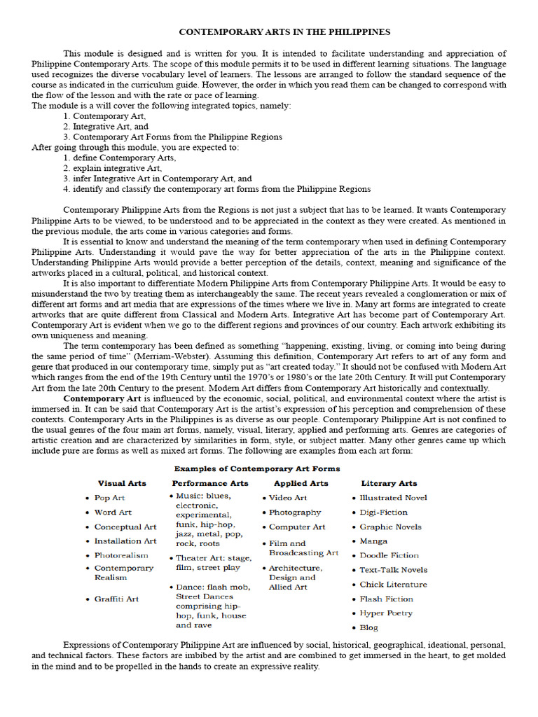 CPAR Contemporary Arts in The Philippines | PDF | Contemporary Art | Genre