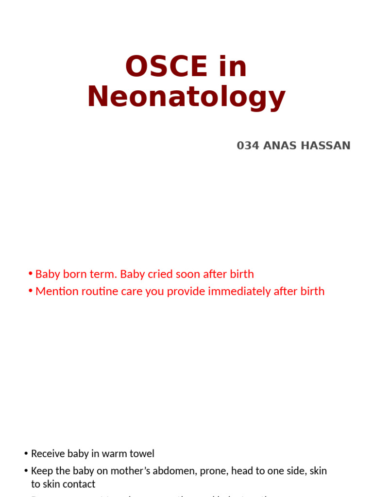 OSCE Neonatology Corrected | PDF | Infants | Childbirth