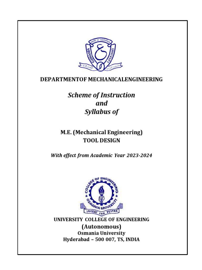 M.E. Tool Design Syllabus 2023-24 | PDF | Finite Element Method | Stress (Mechanics)