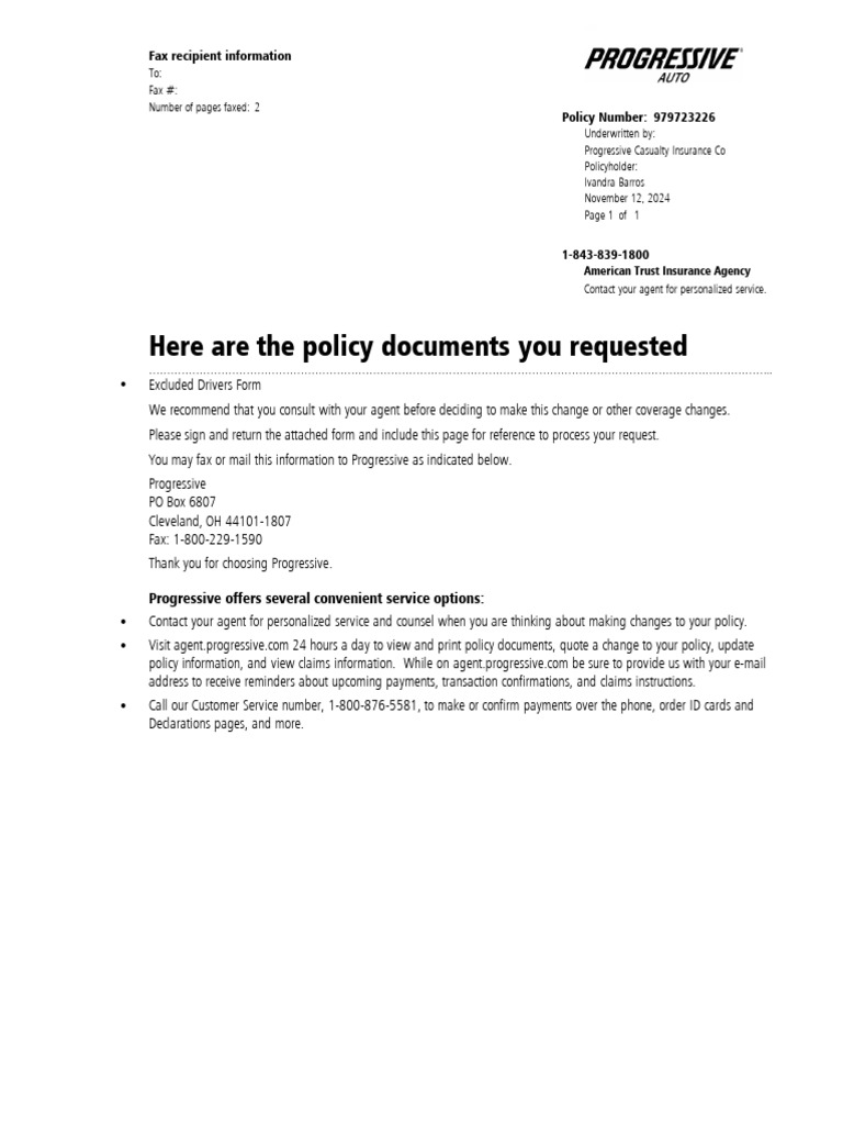 Named Driver Exclusion Form for Policy 979723226 | PDF | Insurance ...