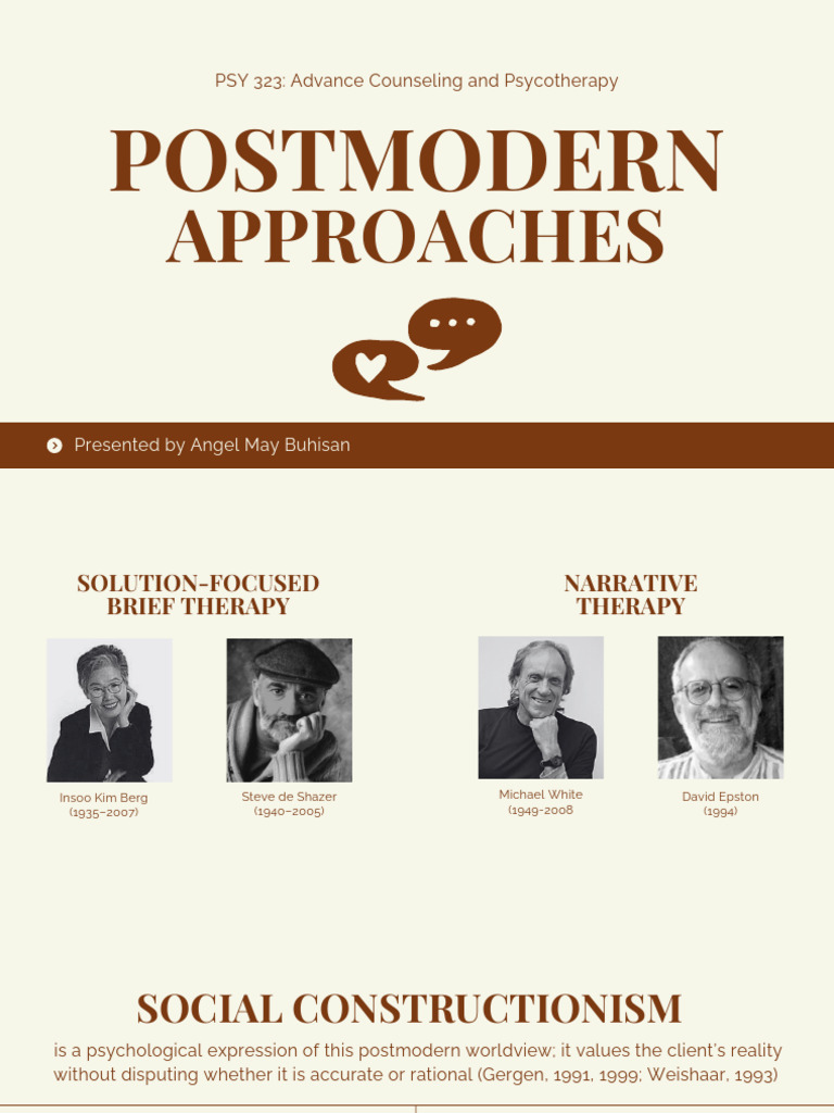 Postmodern Approaches | PDF | Social Constructionism | Psychotherapy