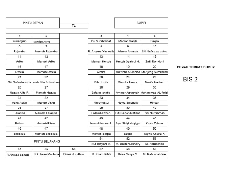 Denah Tempat Duduk Bus 2 | PDF