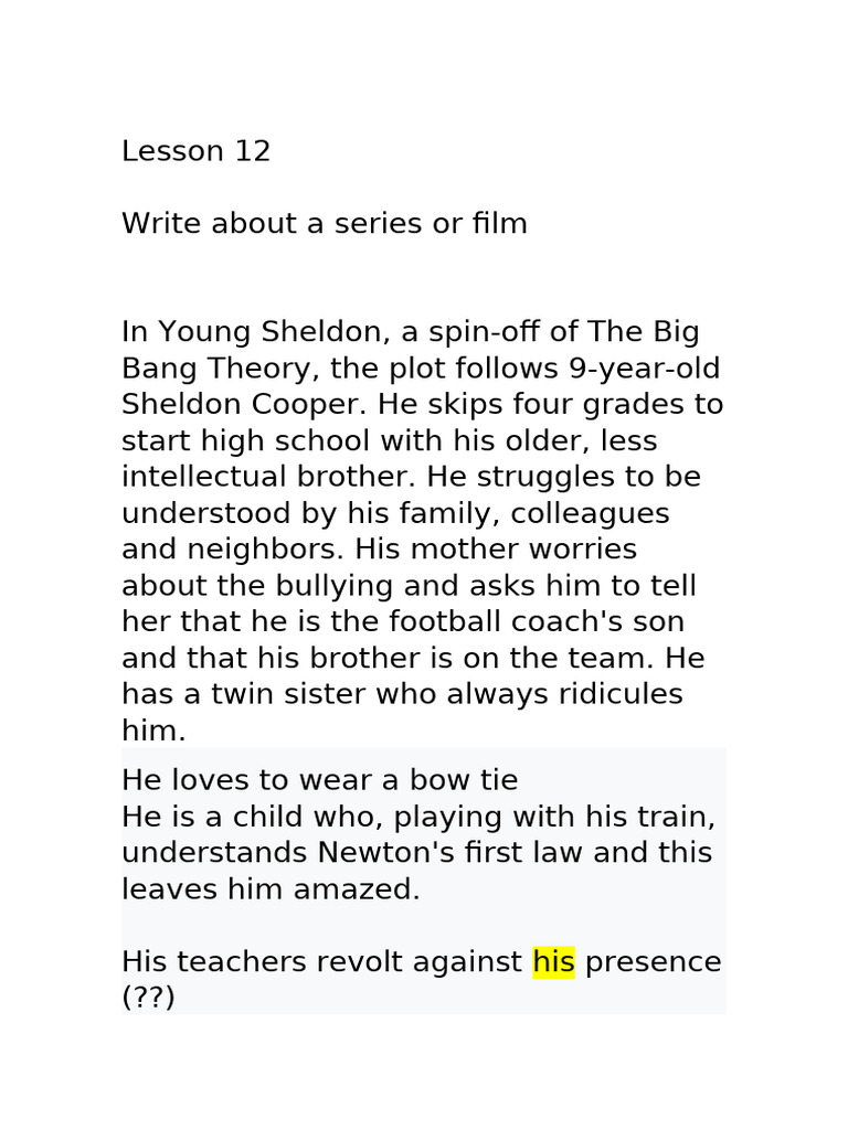 Young Sheldon: A Child Prodigy’s Journey | PDF