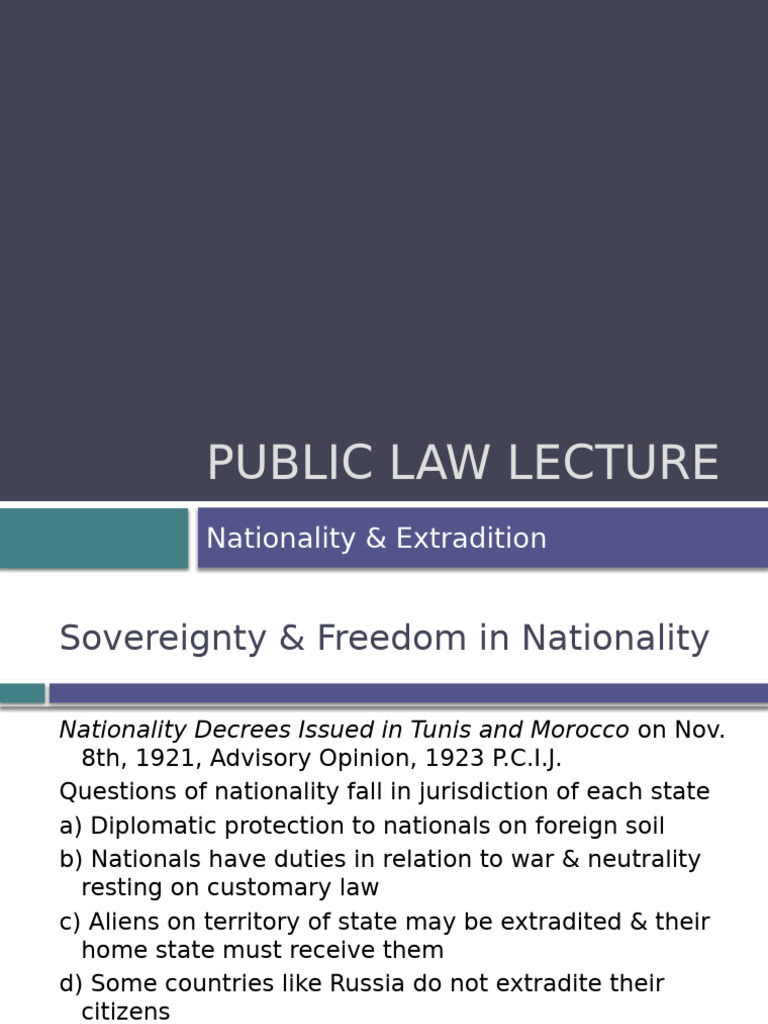 Public International Law (Nationality) 2023 | PDF | Extradition ...