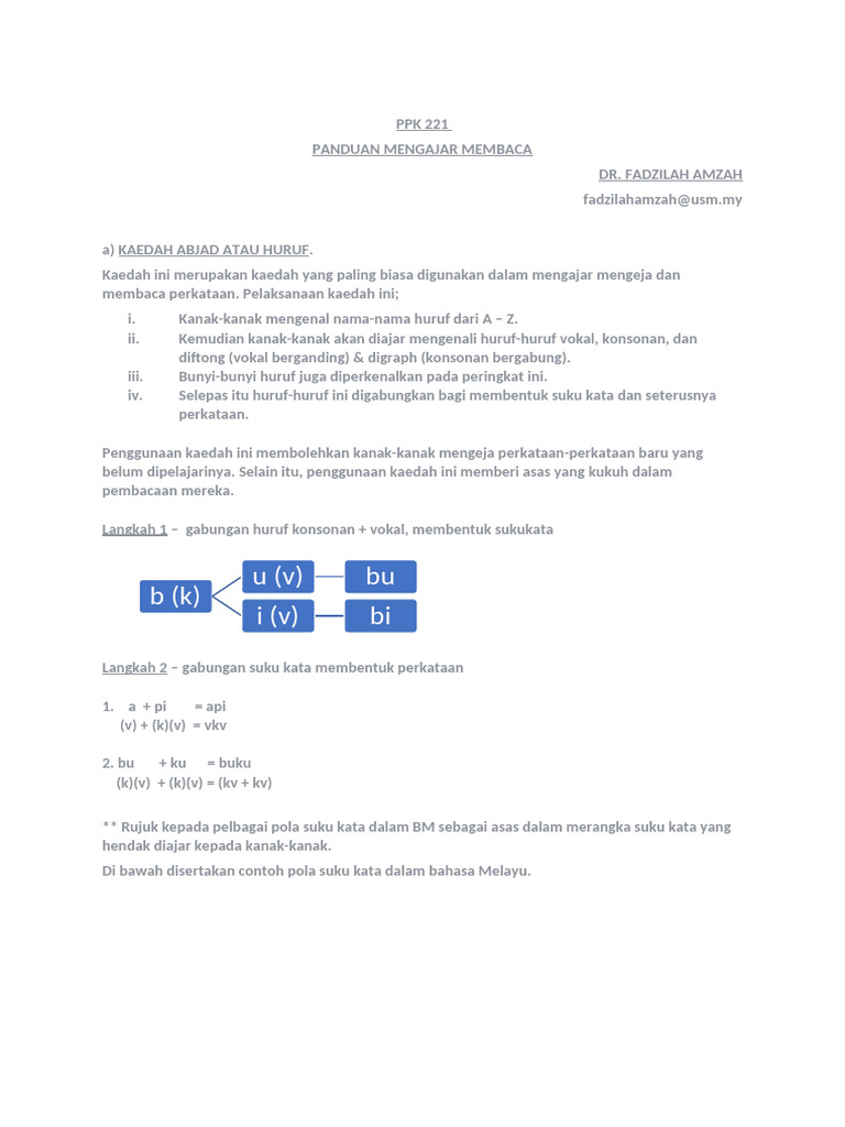 K3 Kaedah Mengajar Membaca | PDF