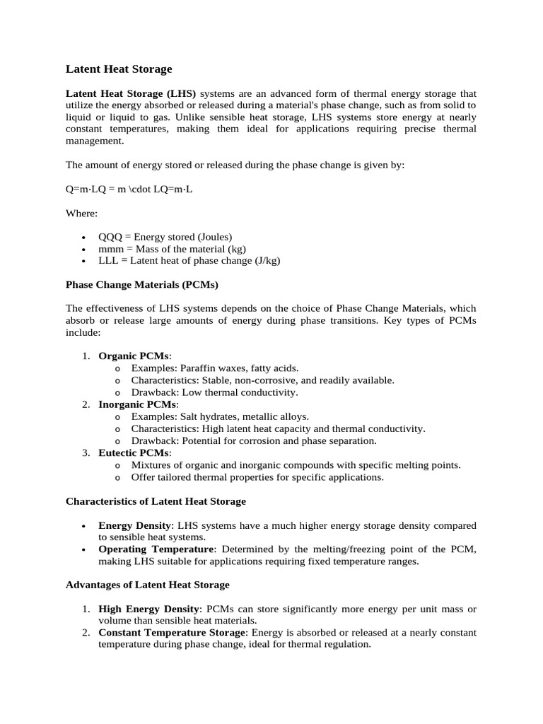Latent Heat Storage | PDF | Energy Storage | Latent Heat