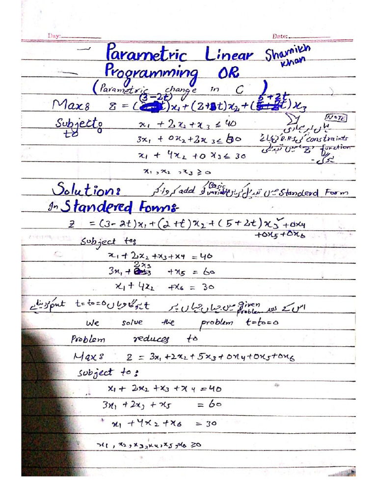 Parametric Linear Programming Method | PDF