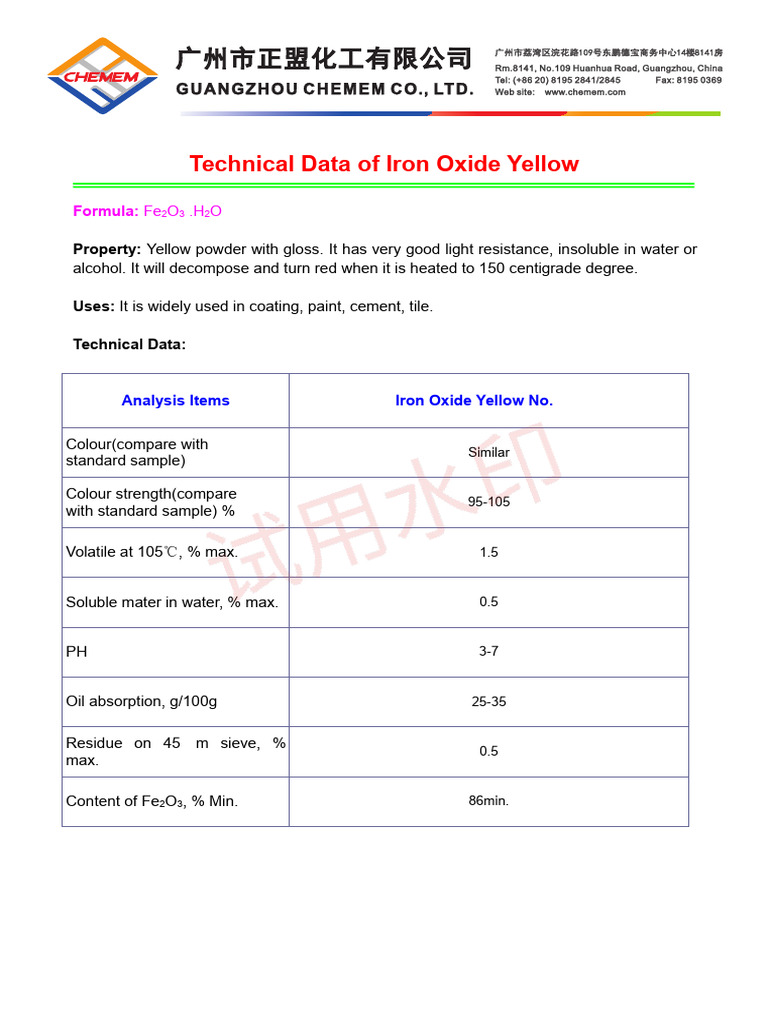 TDS-Iron Oxide Yellow 585 | PDF