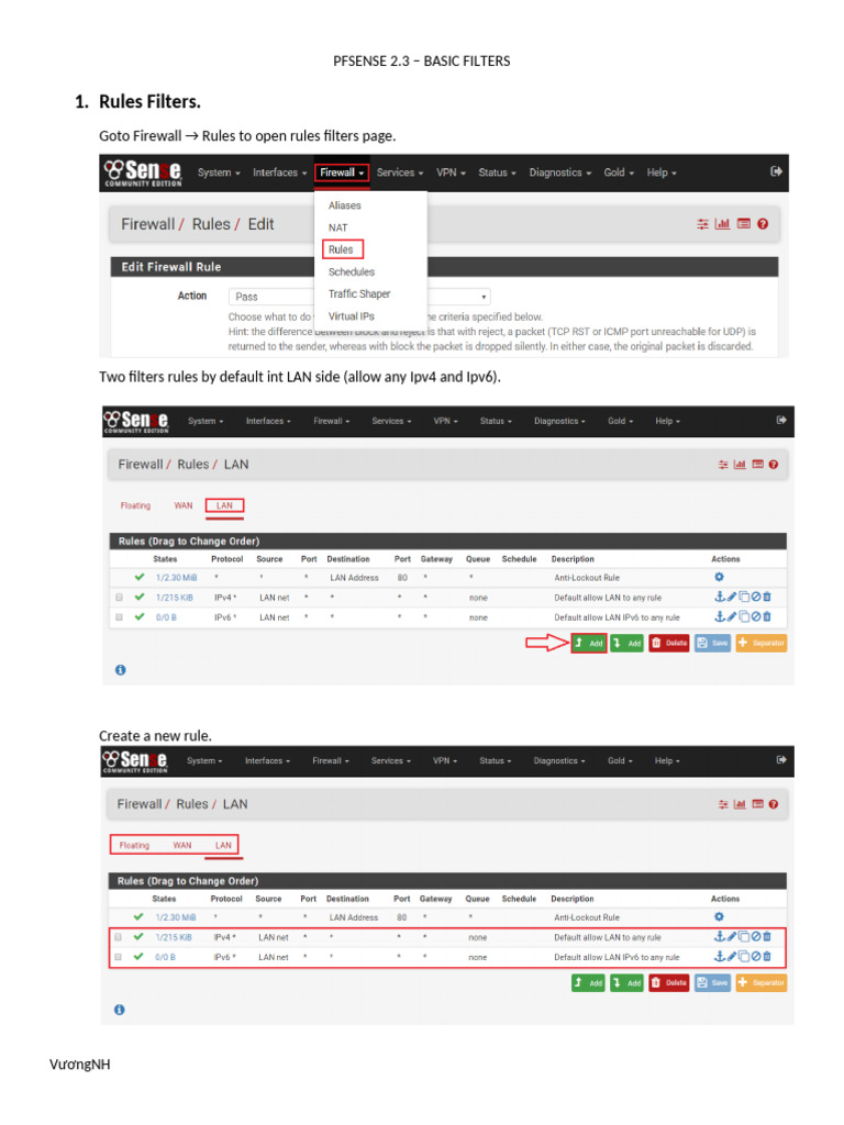 Pfsense 2.3 - IPs Filters | PDF