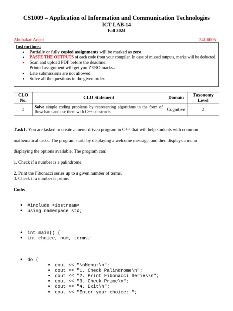 CS1009 ICT Application Assignment | PDF | Theoretical Computer Science ...