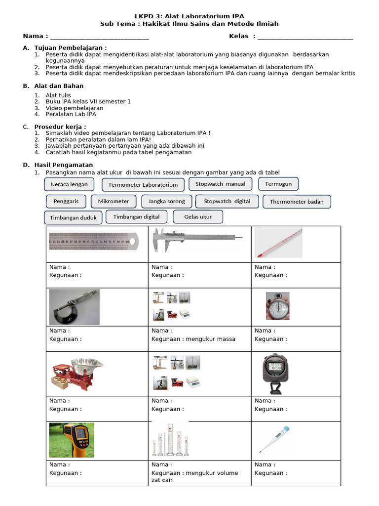 Keselamatan dan Alat Lab IPA Kelas 7 | PDF