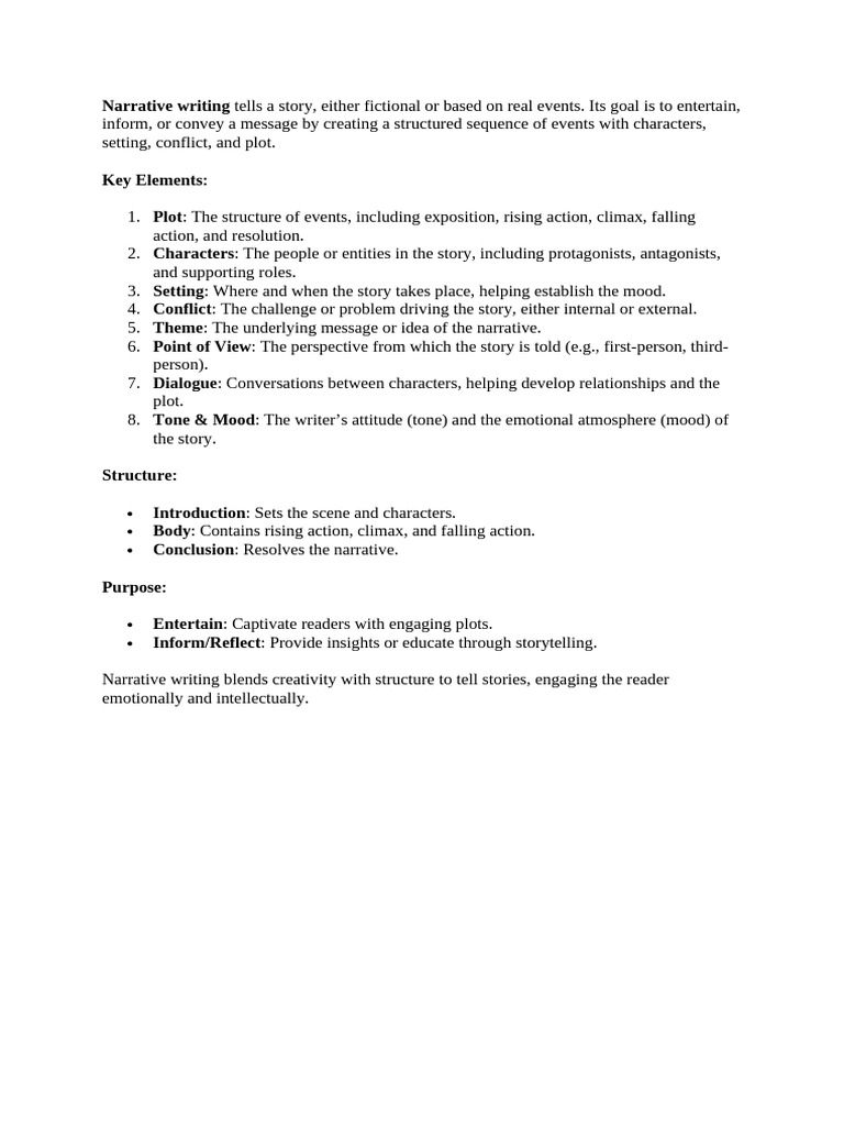 Narrative Writing Tells A Story | PDF