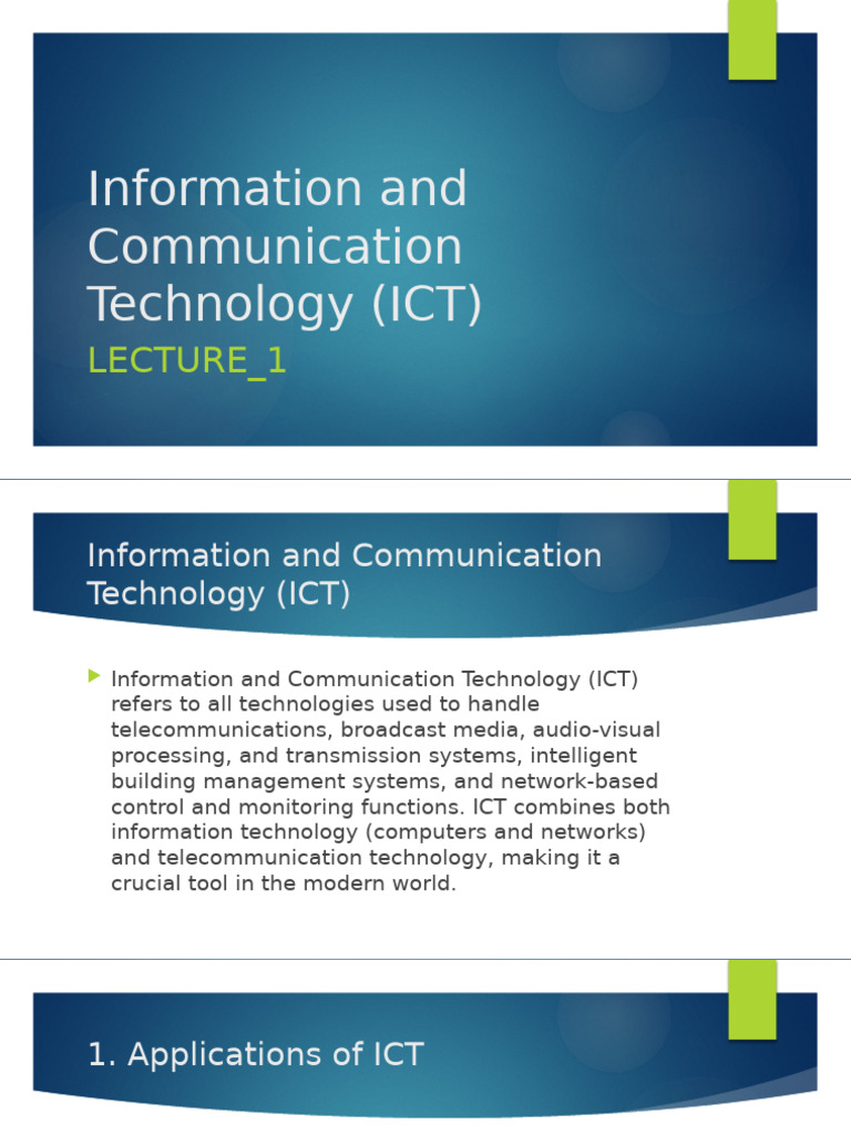 Information and Communication Technology ICT Lecture1 | PDF ...