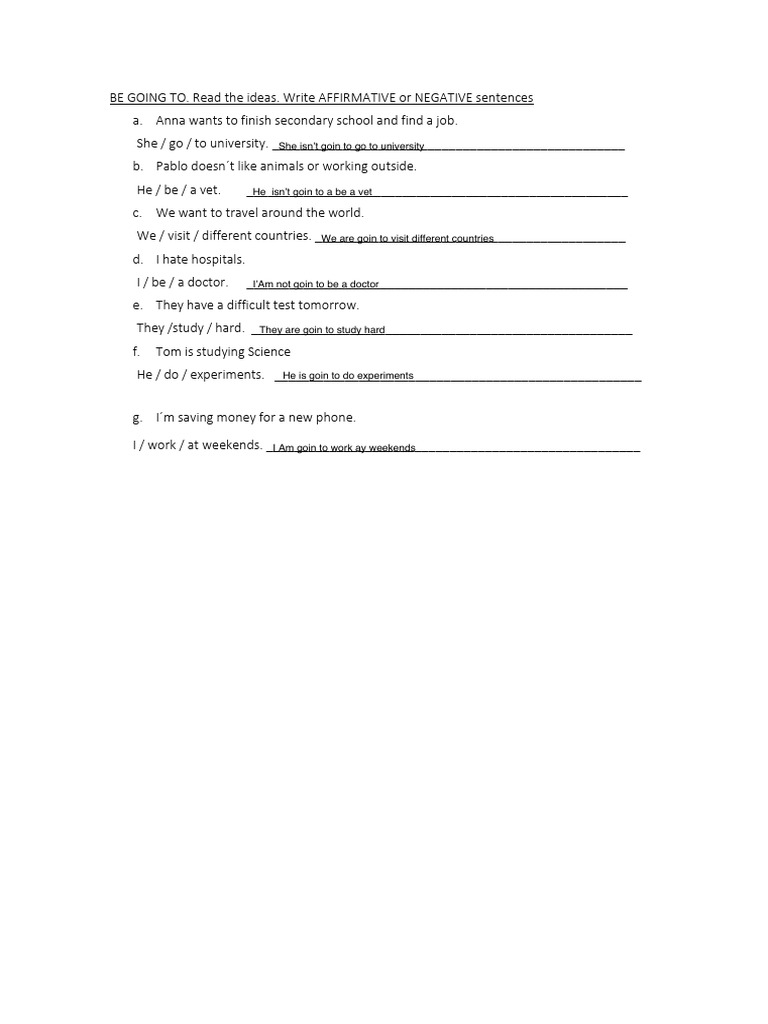 Be Going To - Exercise | PDF