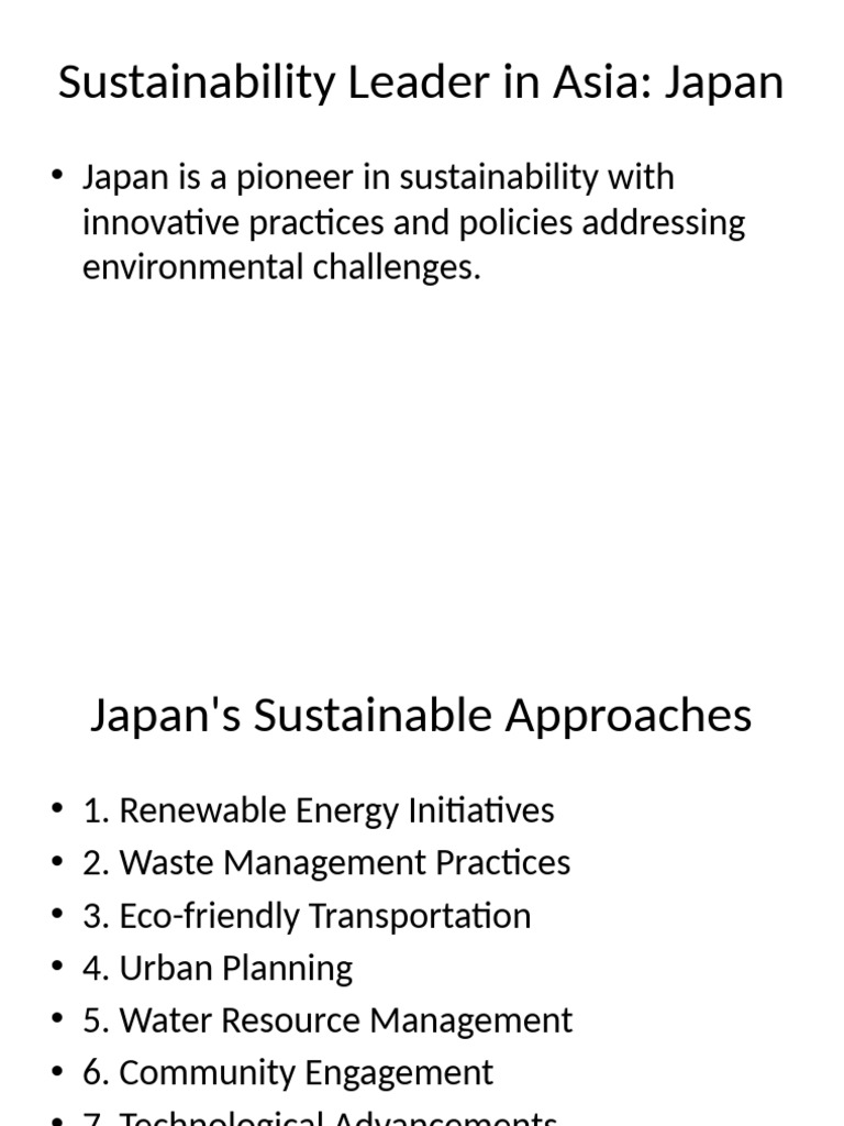 Japan Sustainability Presentation | PDF | Green Building | Renewable Energy