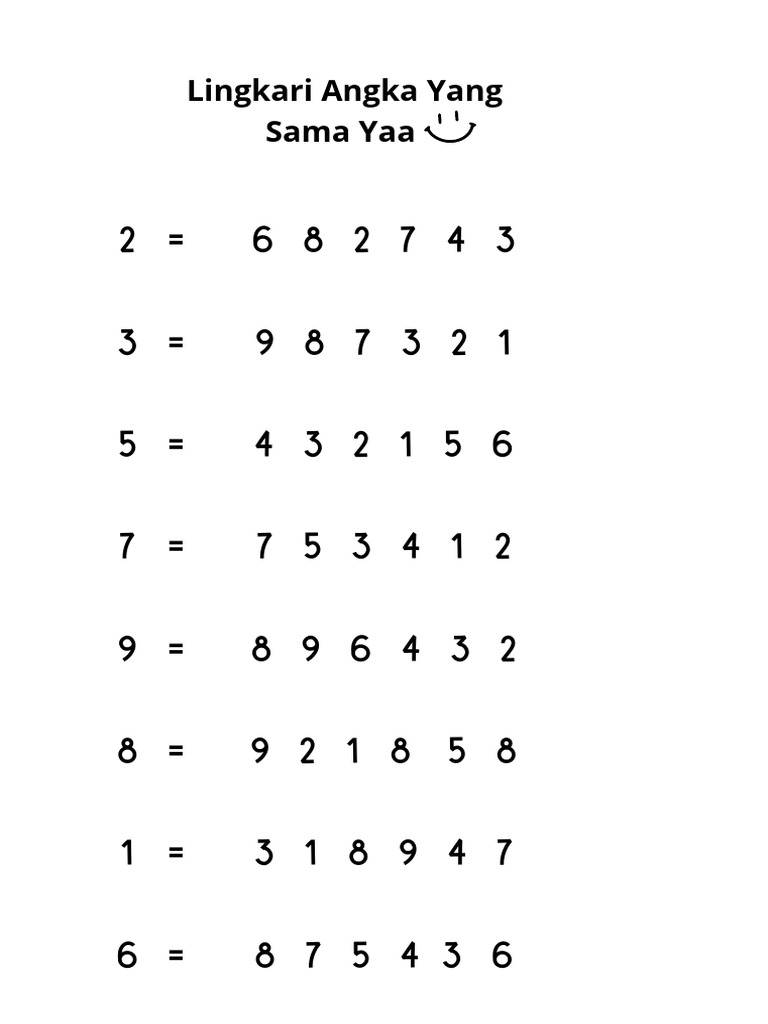Lingkari Angka Yang Sama Yaa | PDF