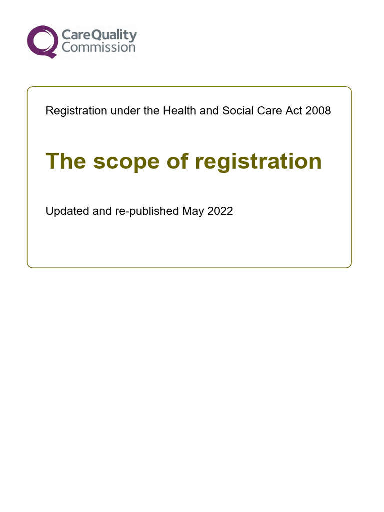 CQC Scope of Registration Guidance May 2022 | PDF | Partnership | Nursing