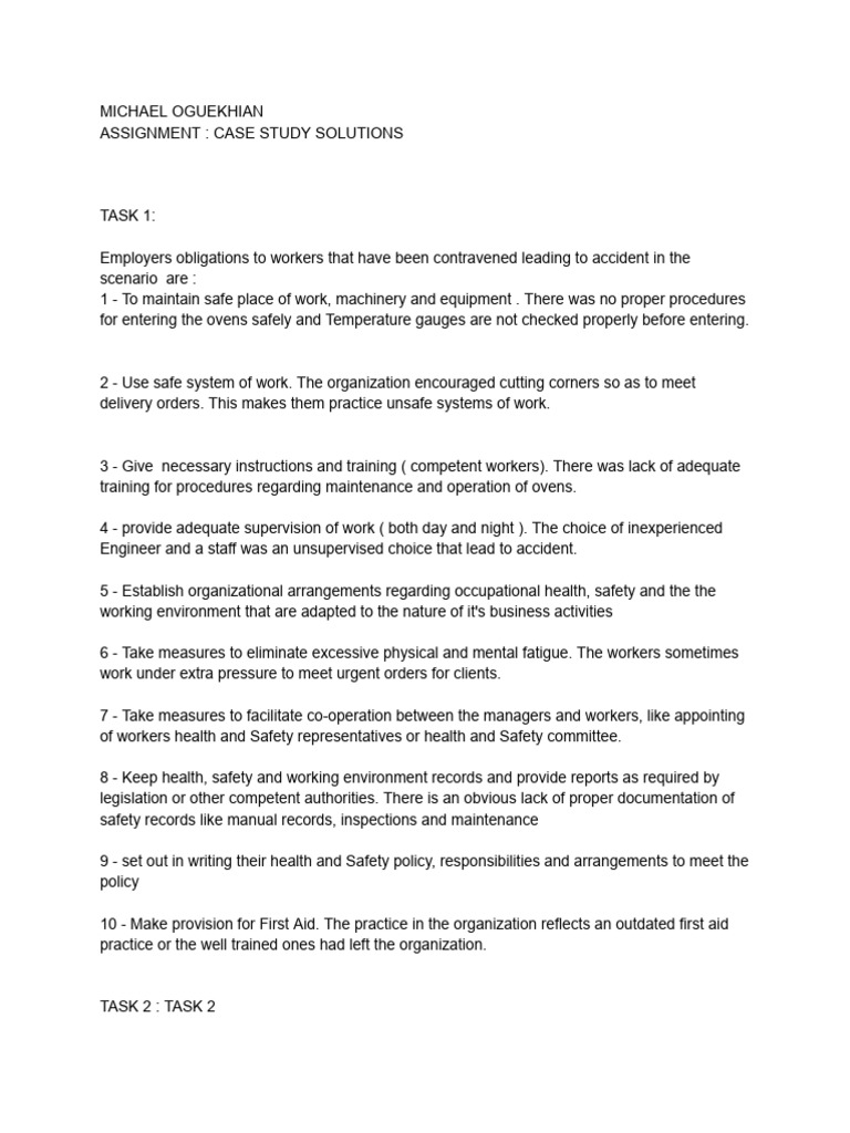 TASK 1.CASE-STUDY- | PDF | Occupational Safety And Health | Emergency