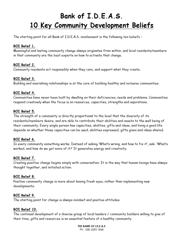 10 Community Beliefs BOI | PDF