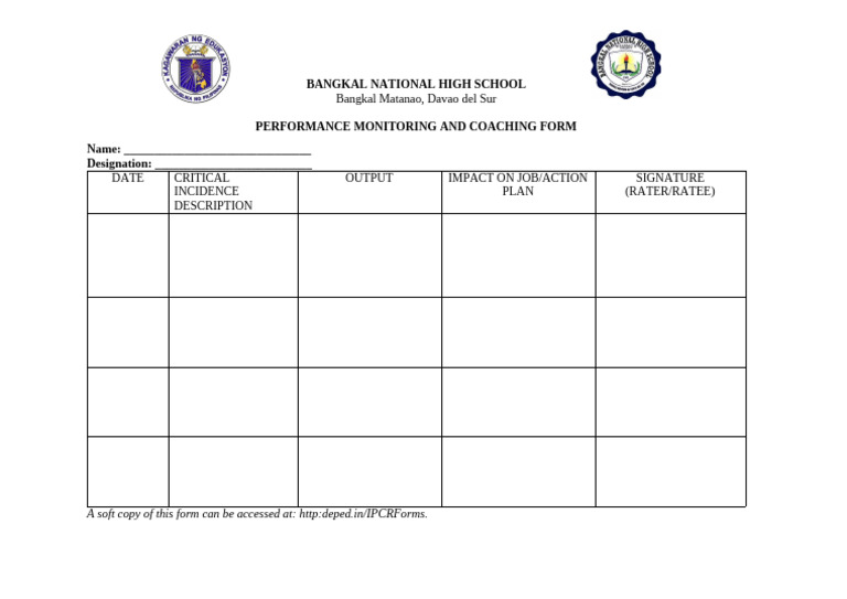 Performance Monitoring Form Template | PDF | Computers