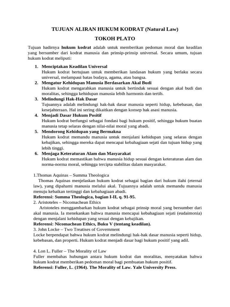 Tujuan Aliran Hukum Kodrat | PDF | Ilmu Sosial