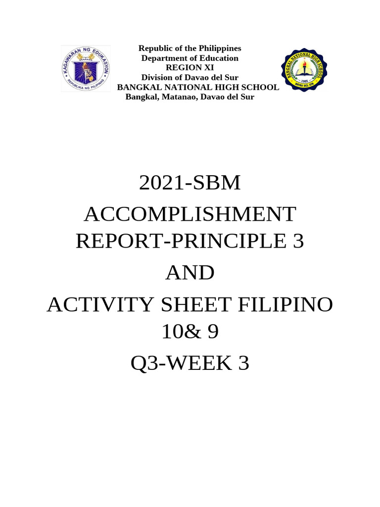 Cover Page Accomplishment Report | PDF