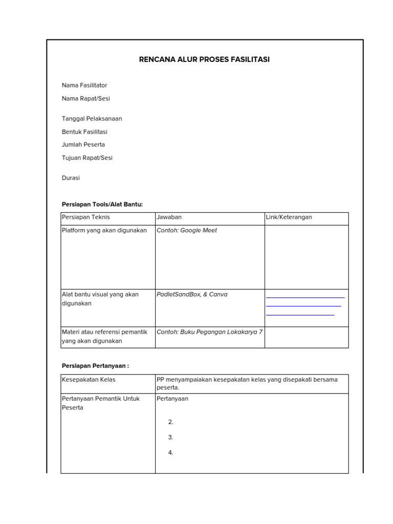 Rifyannah - M3 Templat Rencana Alur Proses Fasilitasi | PDF