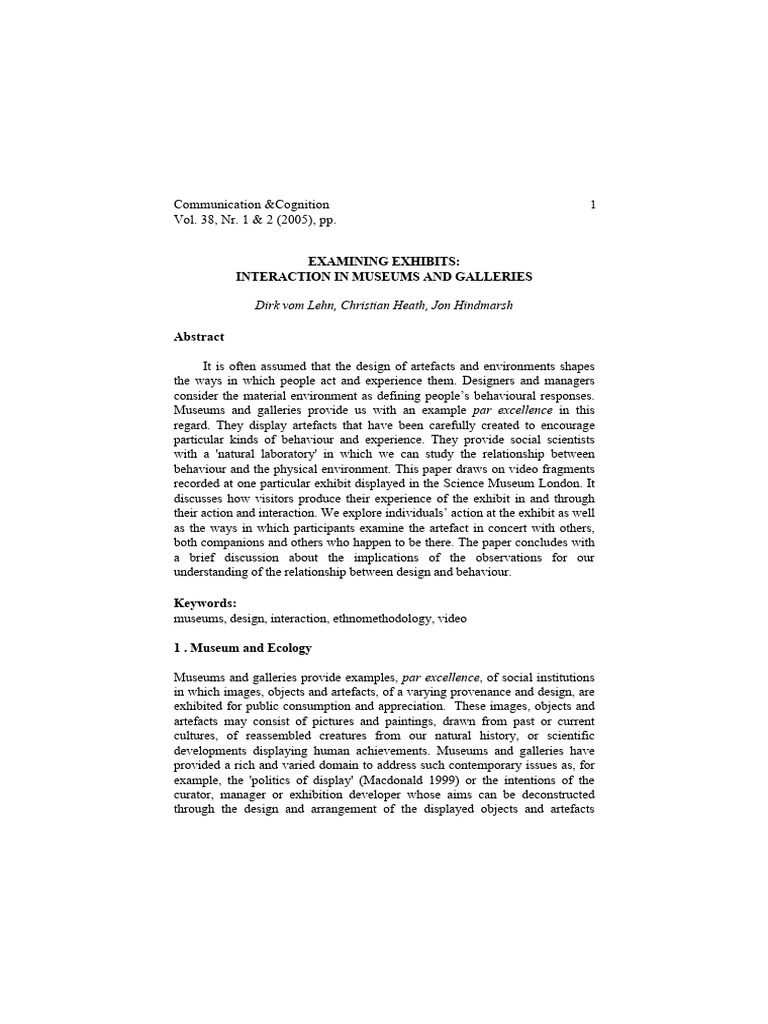 Visitor Interaction in Museums | PDF | Experience | Museum
