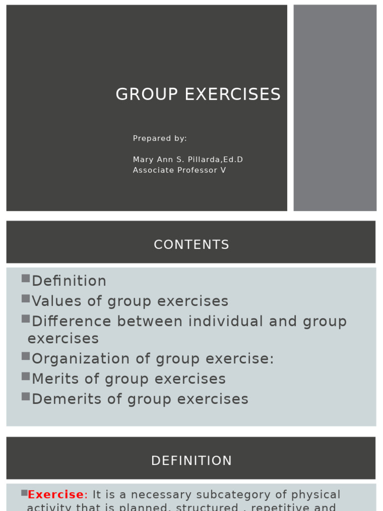 LESSON 2 Group Exercise 1 | PDF | Physical Therapy | Learning