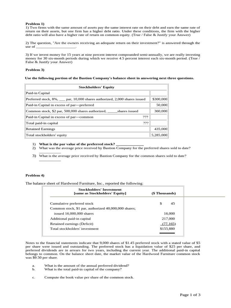 FM Mock | PDF | Preferred Stock | Equity (Finance)