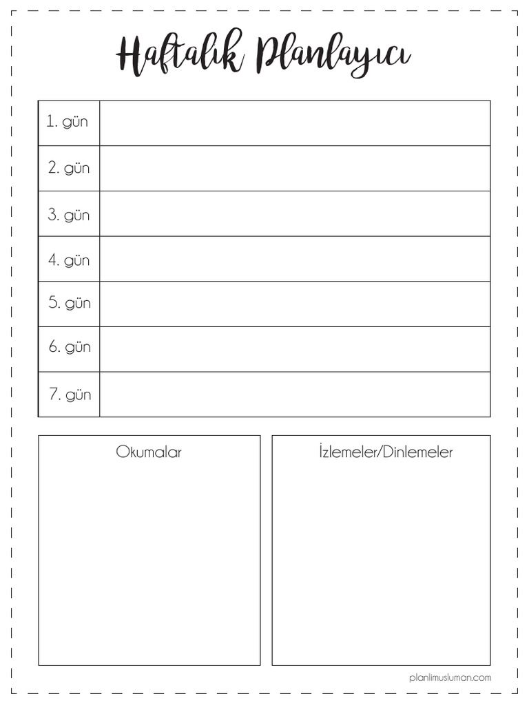 Haftalik Planlayici | PDF