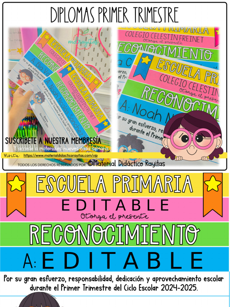 Diplomas Primer Trimestre EDITABLE | PDF