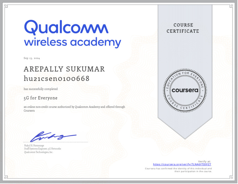 5G Course Completion Certificate | PDF