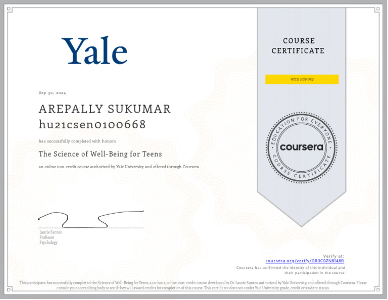 YALE - The Science of Well-Being For Teens | PDF