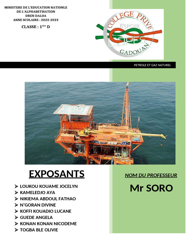 Pétrole et Gaz Naturel : Exploration et Formation | PDF | Forage | Gaz ...