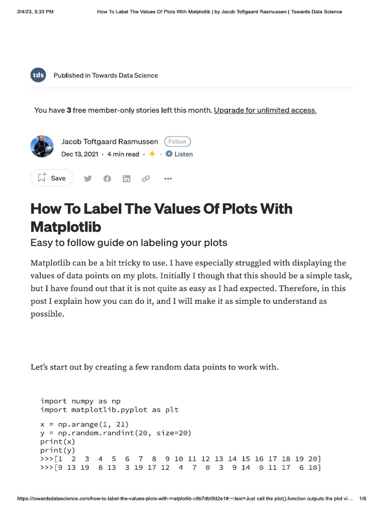 How To Label The Values of Plots With Matplotlib | PDF