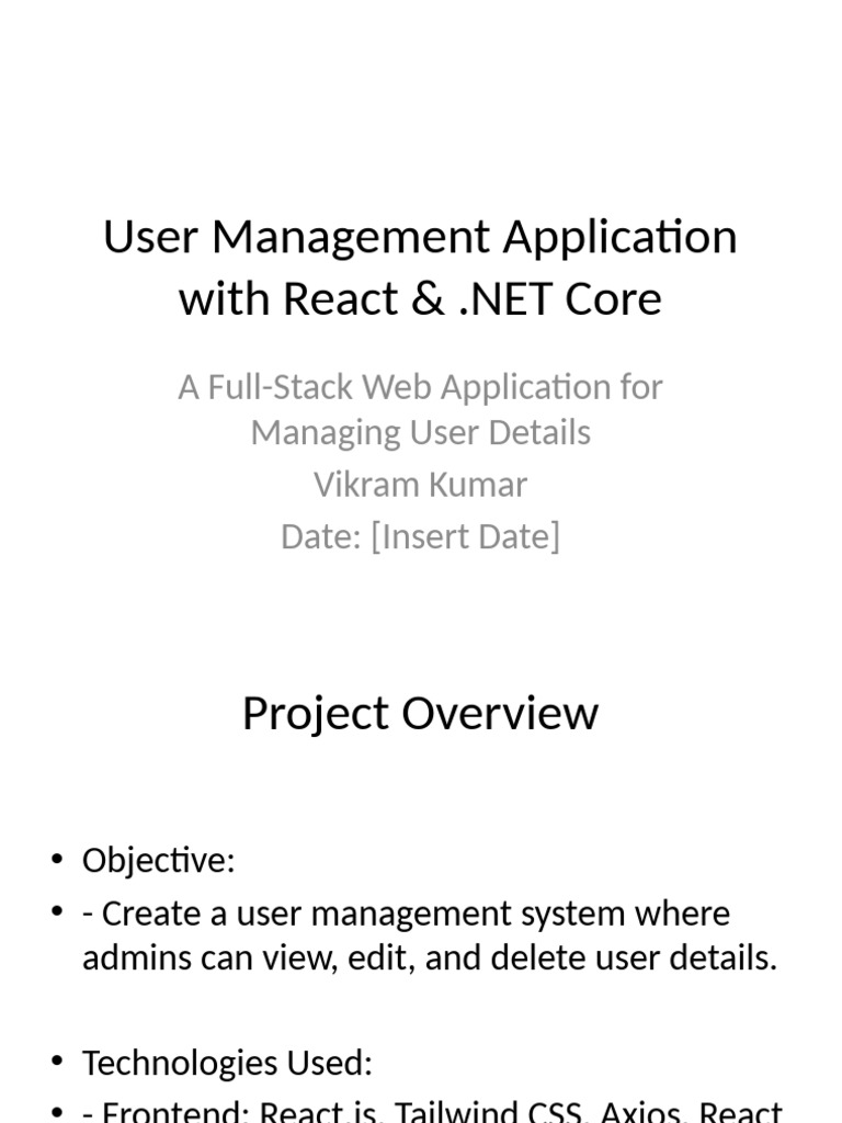 User Management Application Presentation | PDF | Databases | Microsoft Sql Server