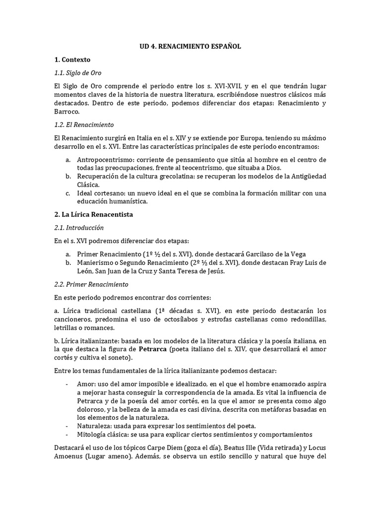 UD 4. Renacimiento Español | PDF | Renacimiento | Misticismo